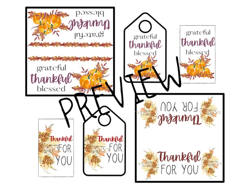 Set of Printable Gratitude Treat Bag Toppers and Two Gift Tags - 4 ...