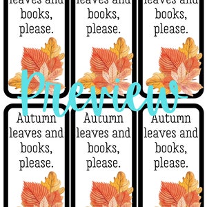 Set of Four Fall Printable Bookmarks | Etsy