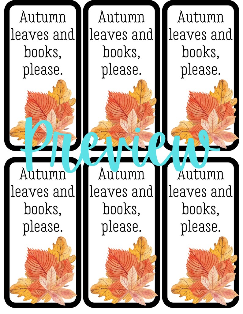 Set of Four Fall Printable Bookmarks - Etsy
