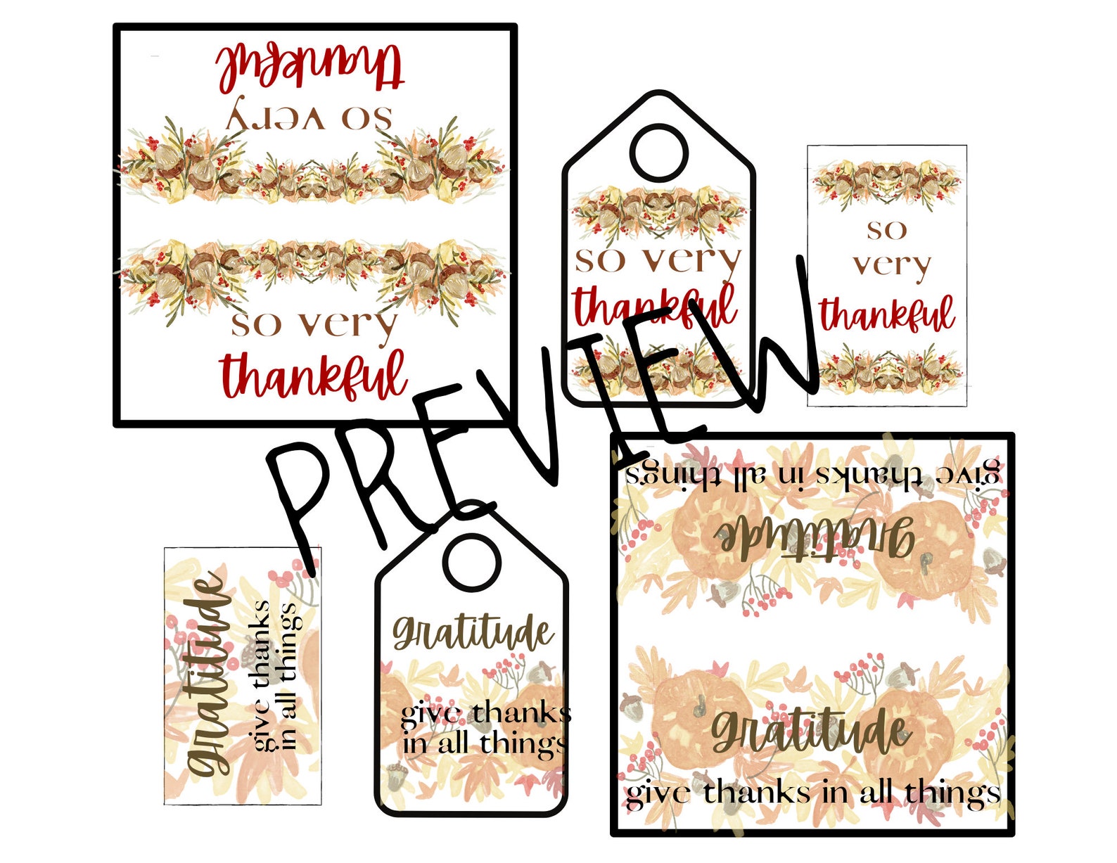 Set of Printable Gratitude Treat Bag Toppers and Two Gift Tags - 4 ...