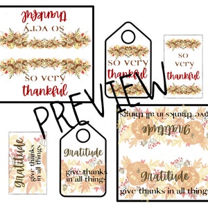 Set of Printable Gratitude Treat Bag Toppers and Two Gift Tags - 4 ...