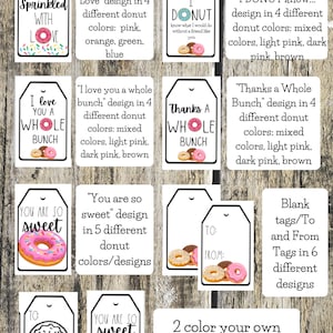 Set of Printable Donut-themed Gift Tags: 7 Different Designs - Etsy