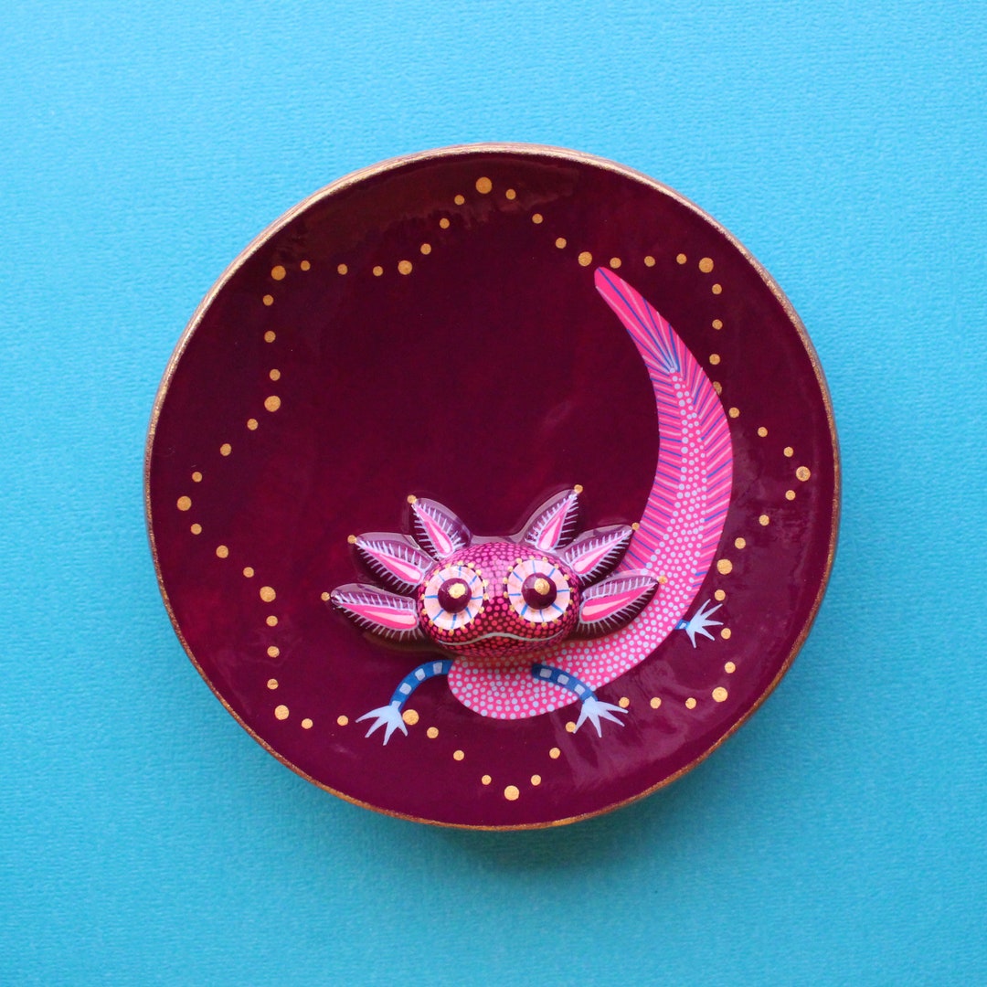 Axolotl Alebrije: Vibrant Purple Clay Trinket Dish Perfect - Etsy
