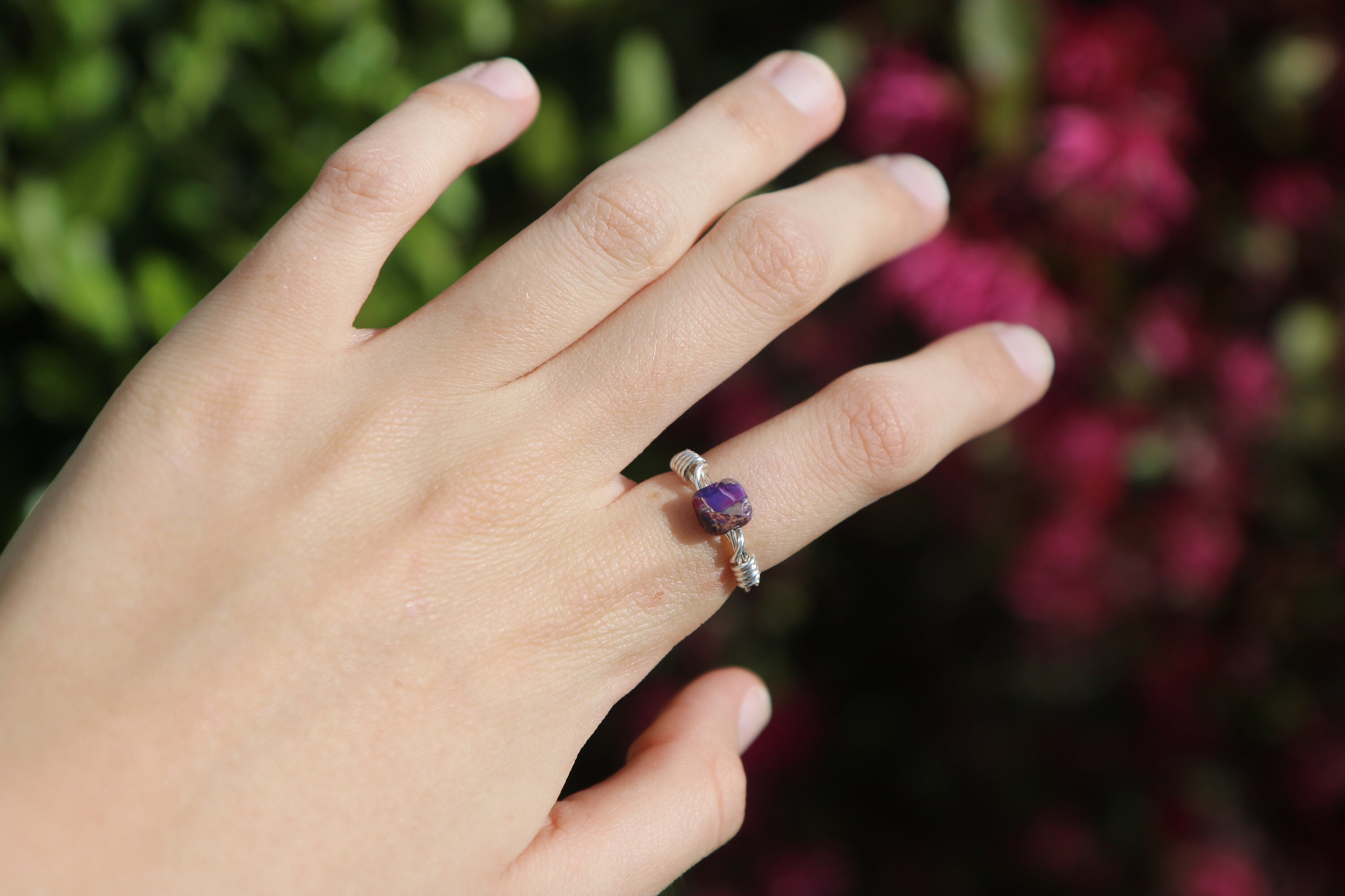 Rectangular Purple Jasper Stone Rings Purple Jasper Wire - Etsy UK