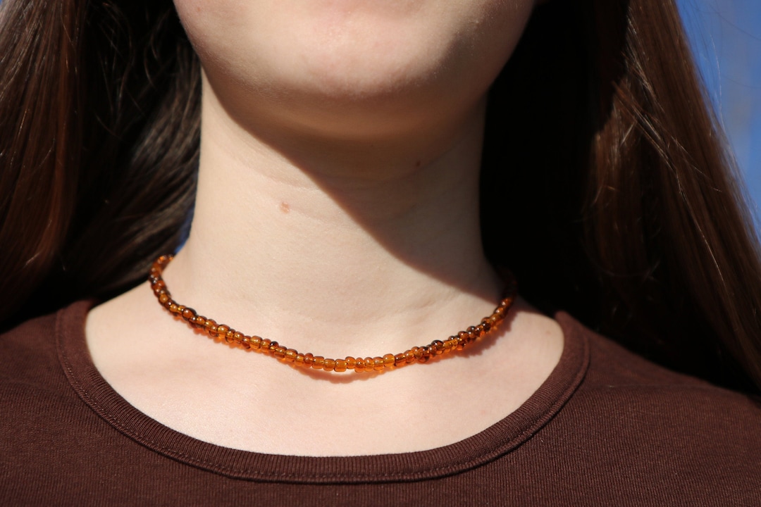Clear Brown Beaded Choker Necklace - Etsy