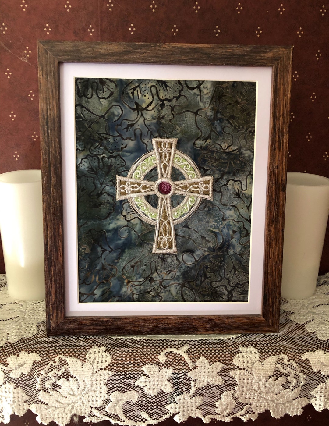 Framed Celtic Cross Embroidery, Irish Christian Art - Etsy