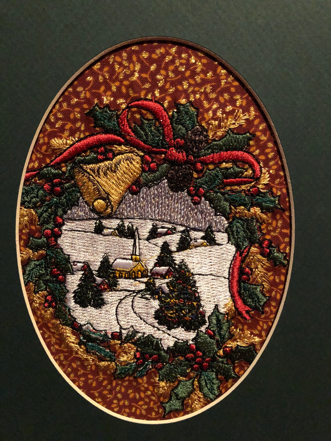 Embroidered Country Christmas Scene Framed - Made in Montana ...