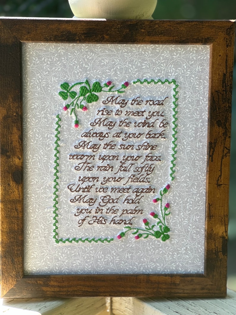 Irish Blessing Embroidery, Framed Gaelic Prayer Art - Etsy