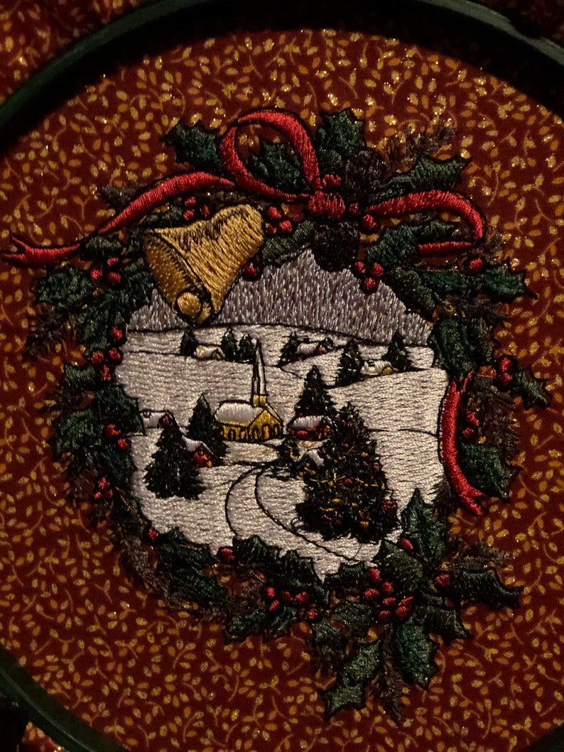 Embroidered Country Christmas Scene Framed - Made in Montana ...