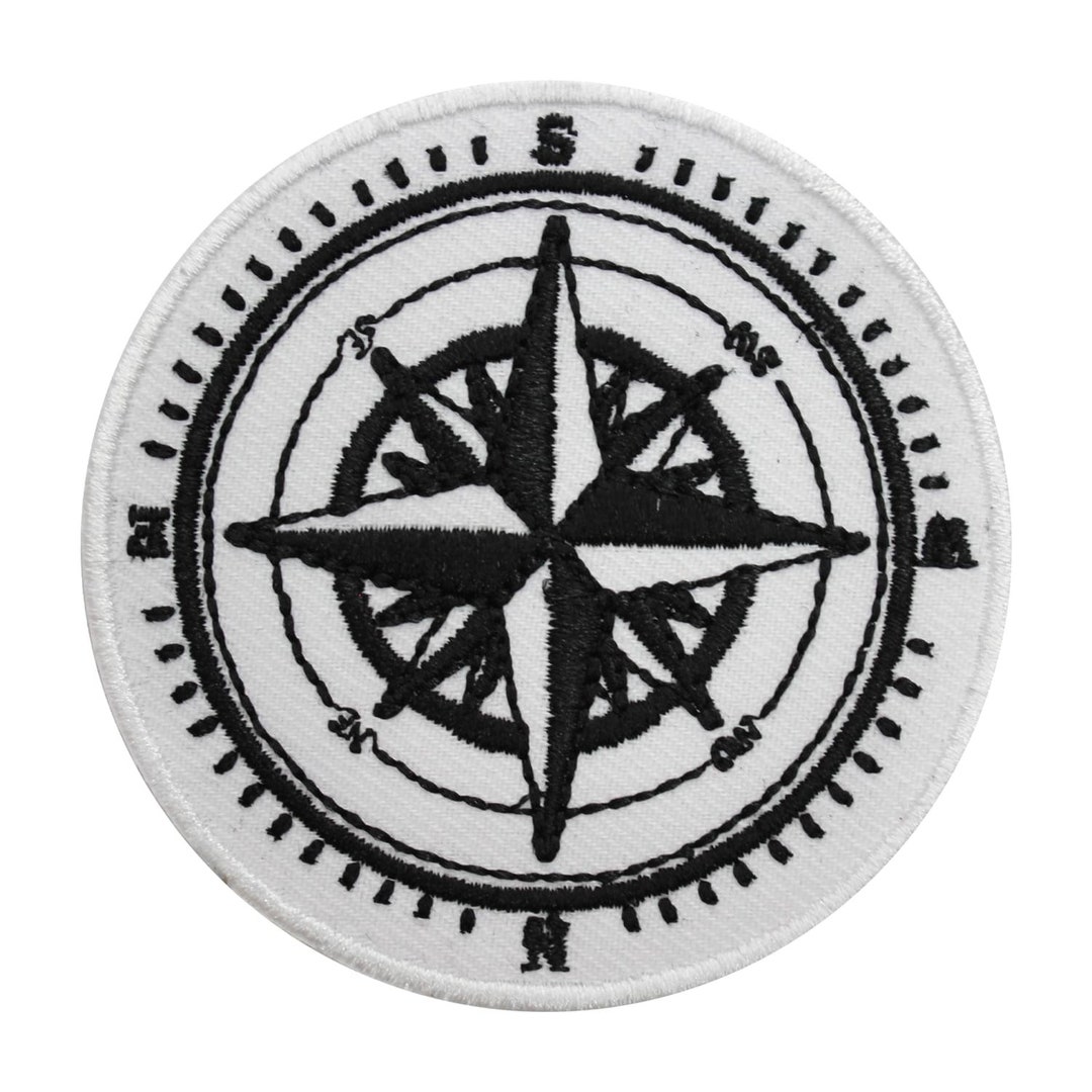 Compass Patch, Biker Patch, Travel Patch, Embroidered Iron on Sew on ...