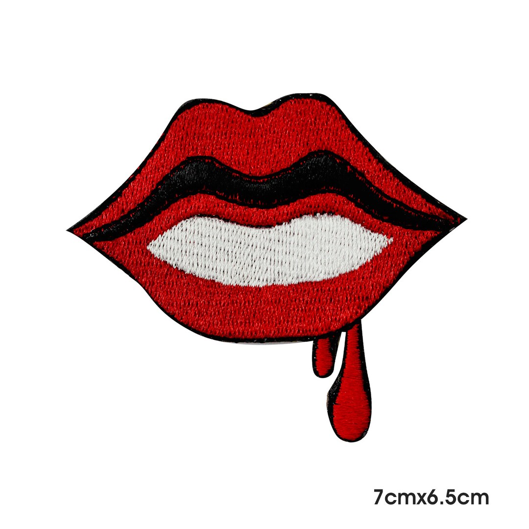 Cute Lips Patch, Seducing Lips With Blood Patch, Cool Patch Embroidered ...