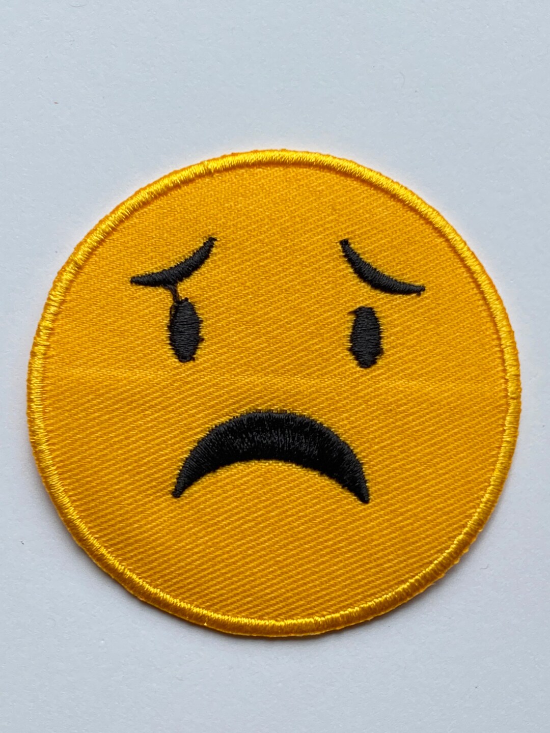 Worried Face Emoji Embroidered Iron on Sew on Patch Badge for Clothes ...
