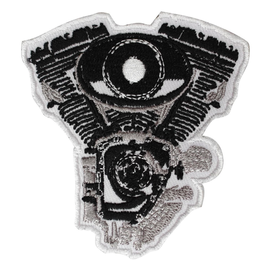 Racer Patch, Biker Patch, Bike Engine Head Patch, Embroidered Iron on ...