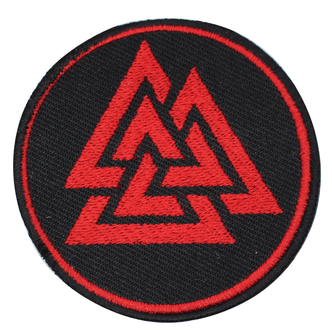 Viking Valknut Triangles Red Superhero Embroidered Iron on Sew on Patch ...