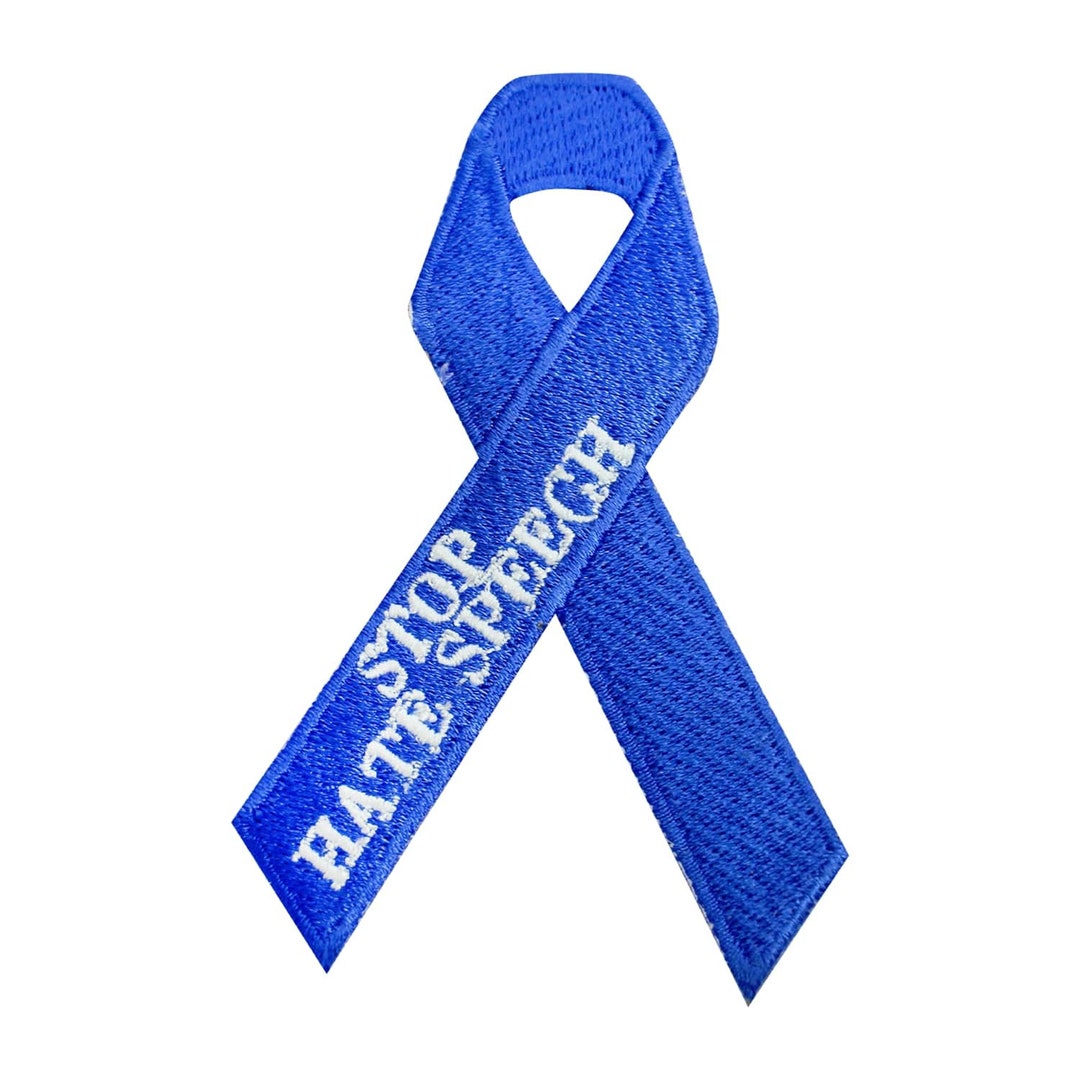 Stop Hate Speech Patch, Awareness Ribbon Patch, Blue Ribbon Awareness ...