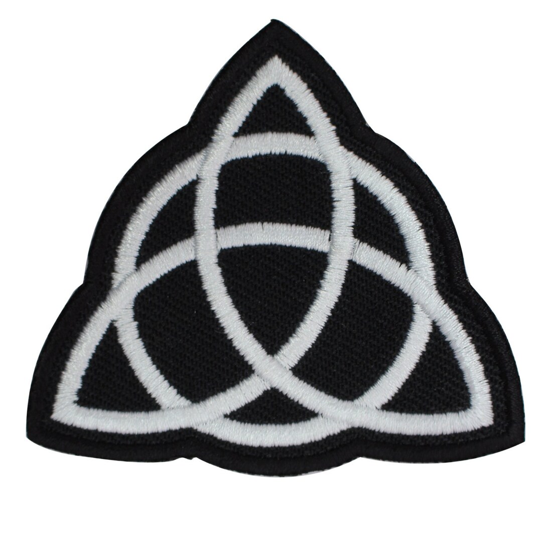 Triquetra Trinity Knot Black Superhero Embroidered Iron on Sew on Patch ...