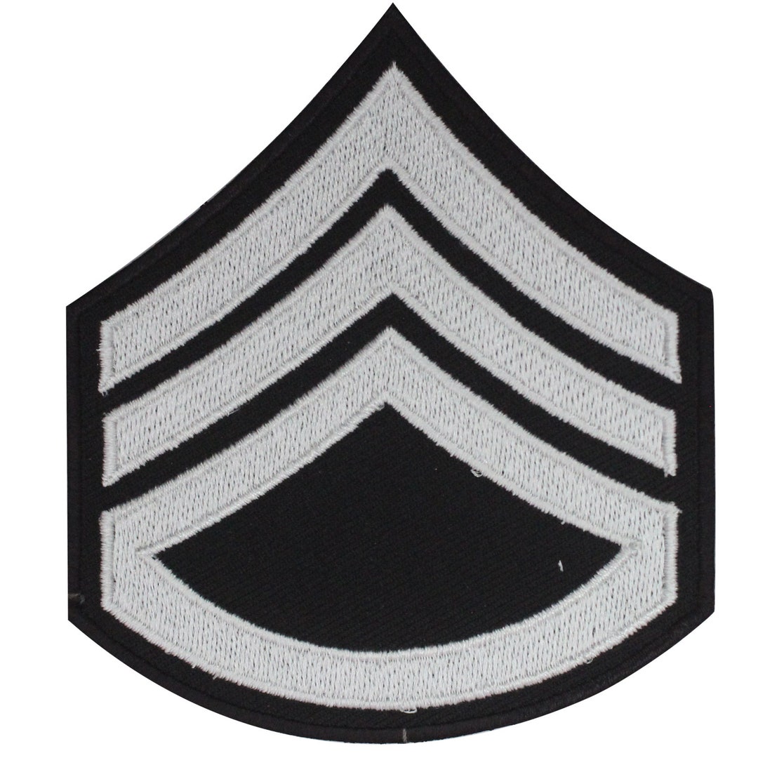 Military Stripe Patch Staff Sergeant White Embroidered Iron on Sew on ...