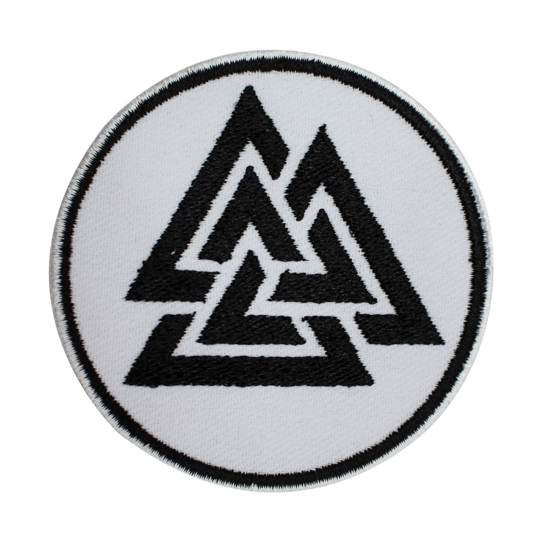 Viking Valknut Triangles White Superhero Embroidered Iron on Sew on ...