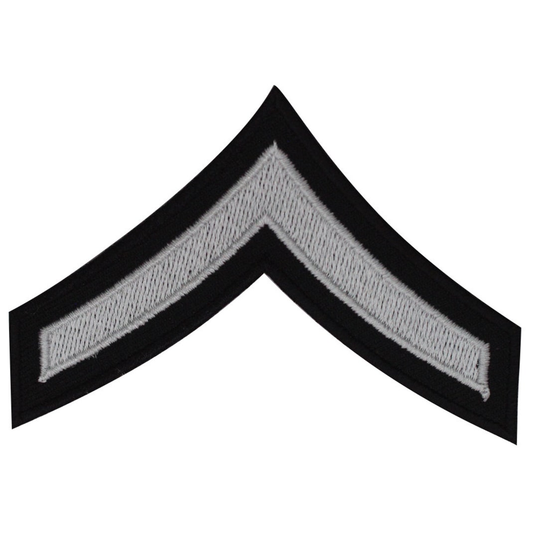 Military Stripe Patch Chevron Corporal White Embroidered Iron on Sew on ...