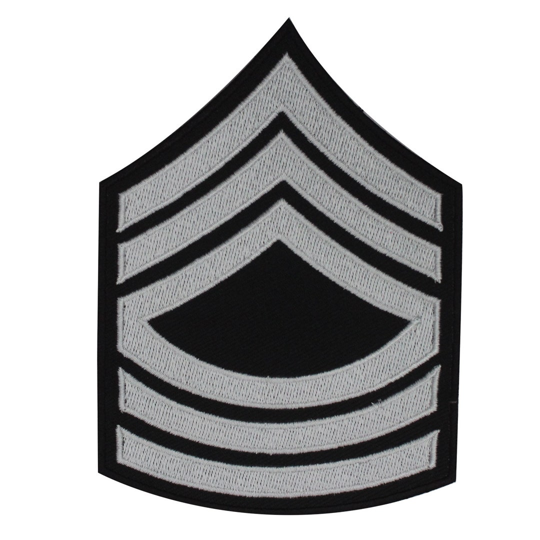Military Stripe Patch Sergeant White Embroidered Iron on Sew on Patch ...