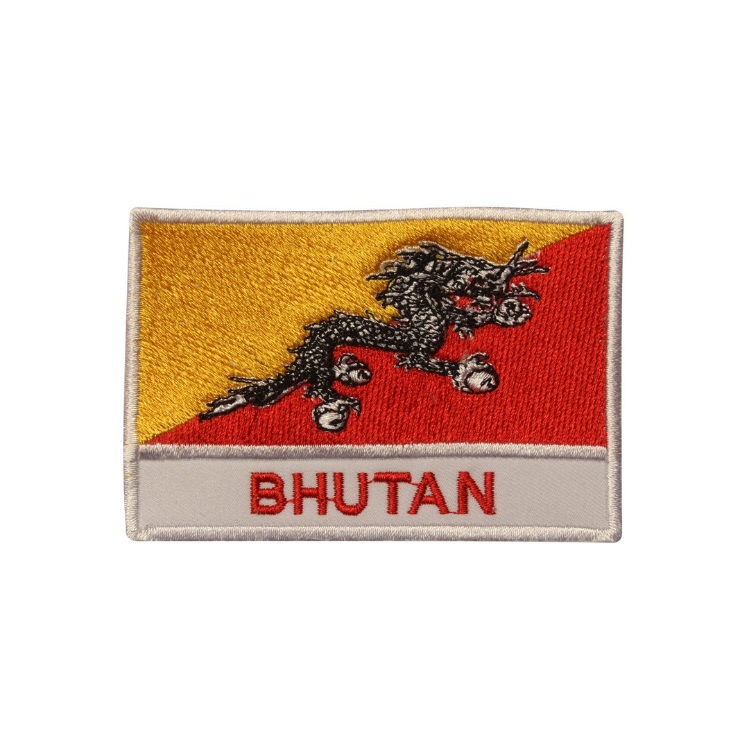 Bhutan National Flag Embroidered Iron on Sew on Patch Badge for Clothes ...