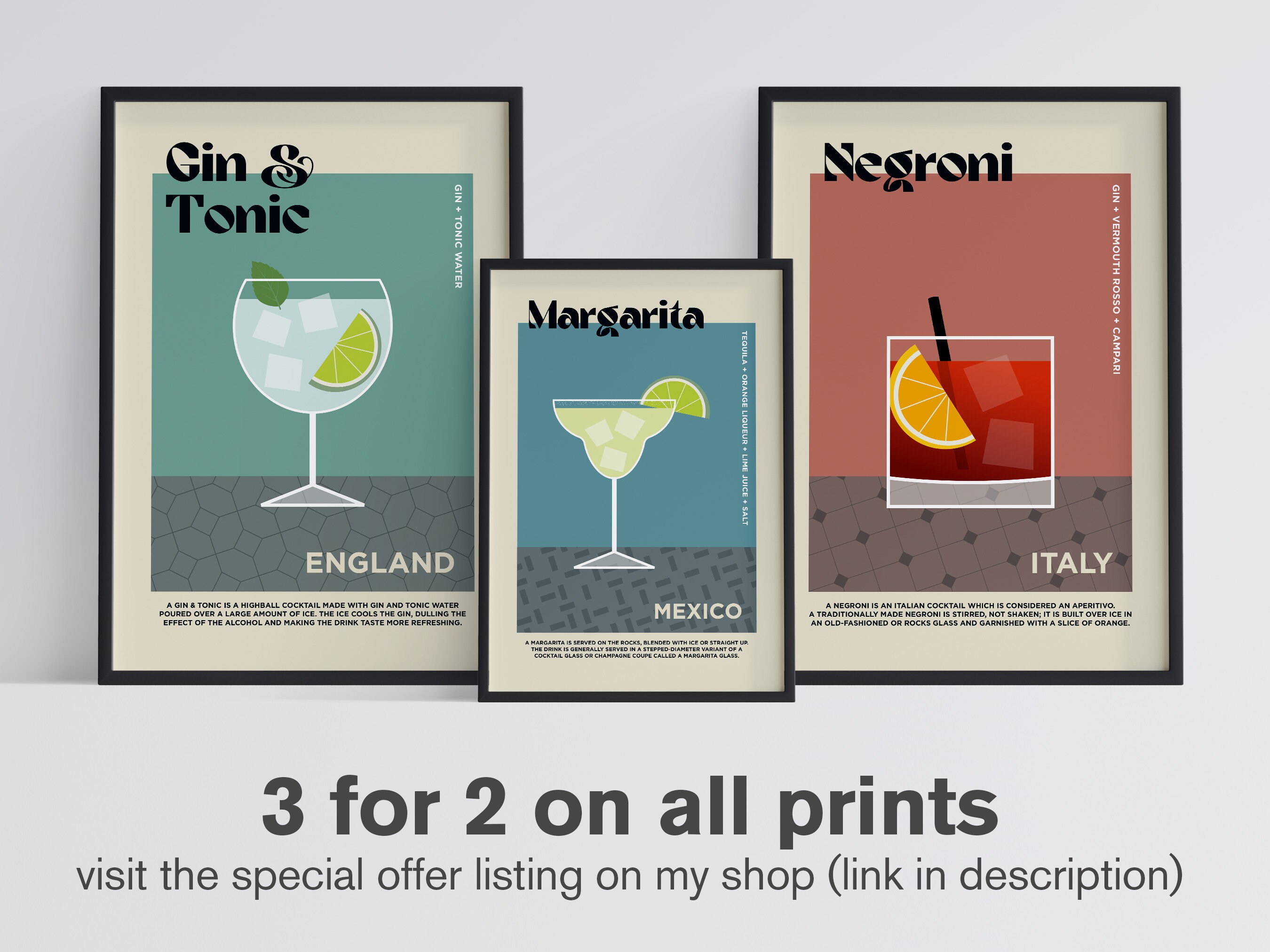 Gin & Tonic Cocktail Poster Retro Cocktail Print Travel - Etsy