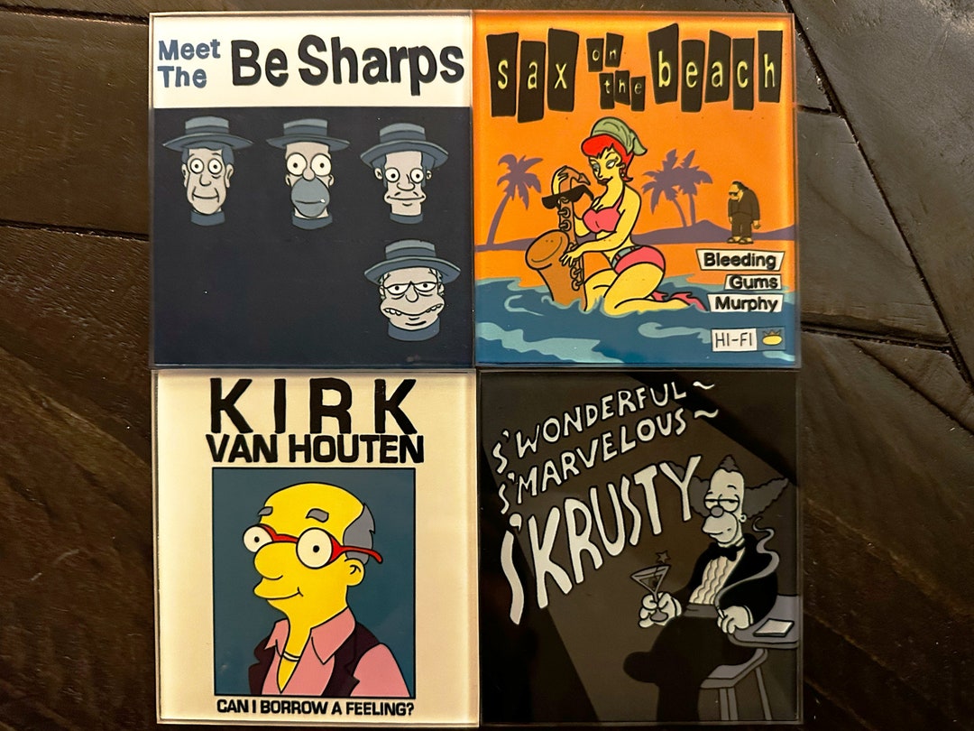 The Simpsons Record Album Glass Coasters | Set of 4 - Etsy