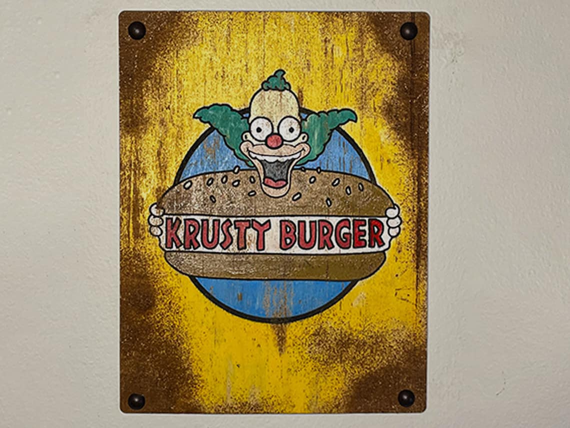 Weathered vintage Simpsons Krusty Burger Wall Sign | Etsy