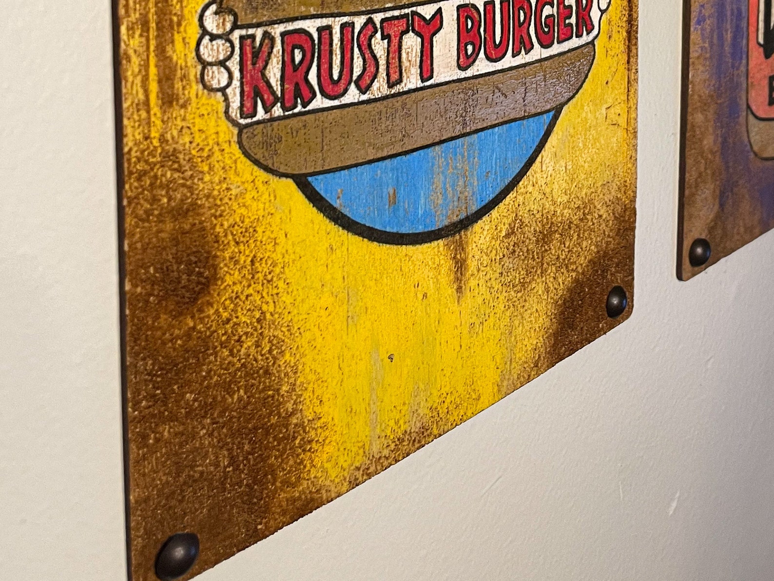 Weathered vintage Simpsons Krusty Burger Wall Sign | Etsy