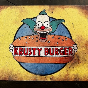 Weathered Vintage Simpsons Aluminum Krusty Burger Wall Sign (horizontal ...