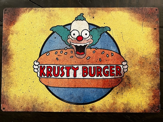Weathered Vintage Simpsons Aluminum Krusty Burger Wall Sign | Etsy