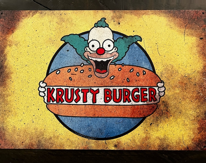 Weathered Vintage Simpsons Aluminum Krusty Burger Wall Sign (horizontal ...