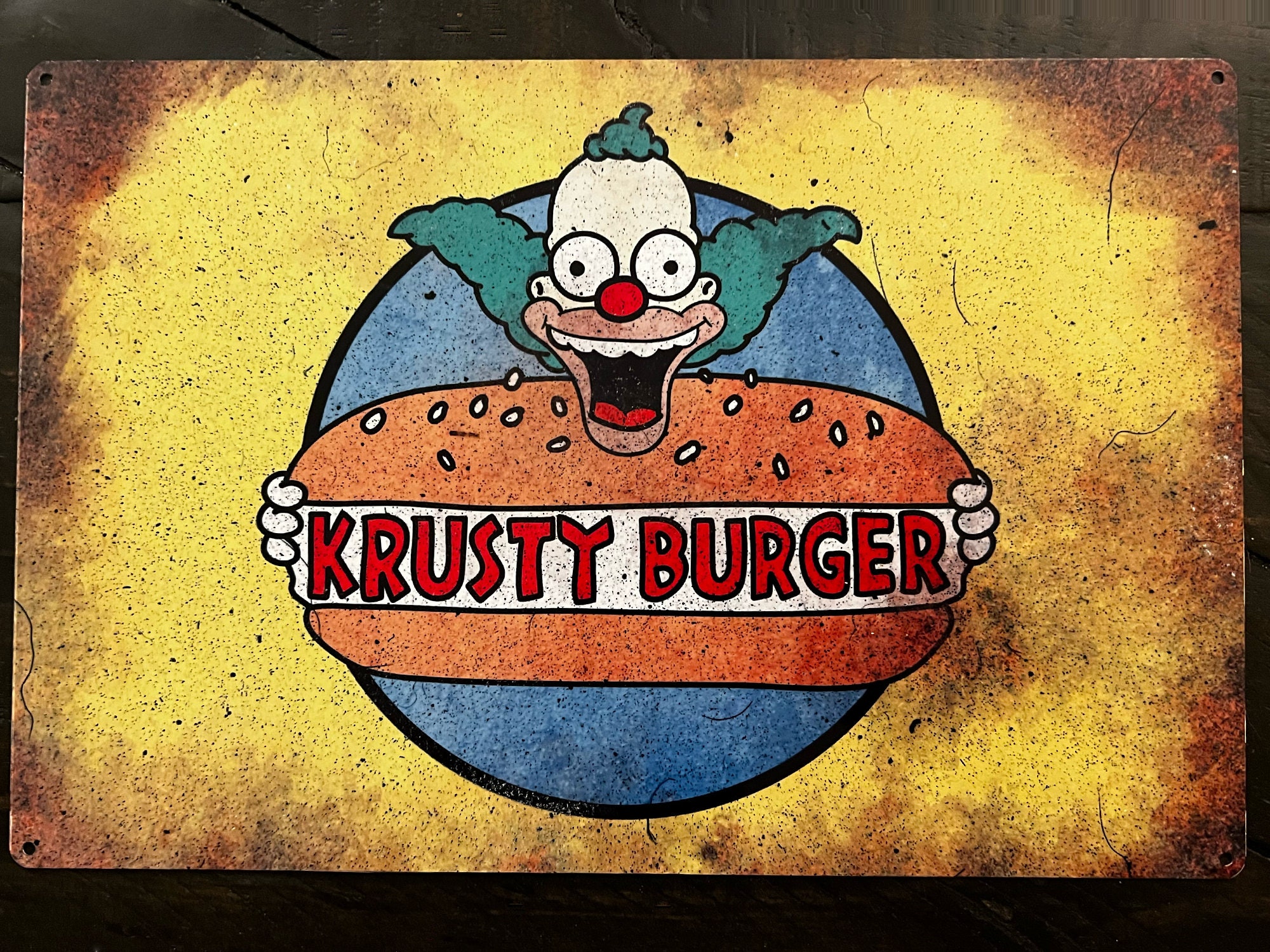 Weathered Vintage Simpsons Aluminum Krusty Burger Wall Sign | Etsy