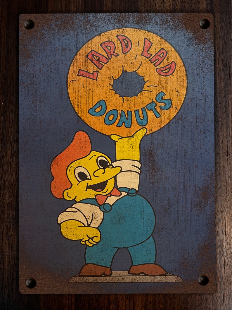 Weathered Vintage Simpsons Lard Lad Donuts Wall Sign | Etsy