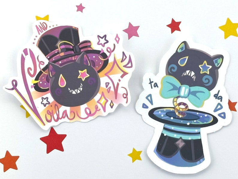 Lyney and Lynette Vinyl Stickers, Fontaine Siblings Cats, Grin-malkin ...