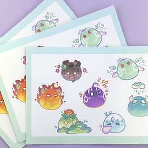 Genshin Impact Slime Sticker Sheet, Anemo, Pyro, Geo, Dendro, Hydro ...