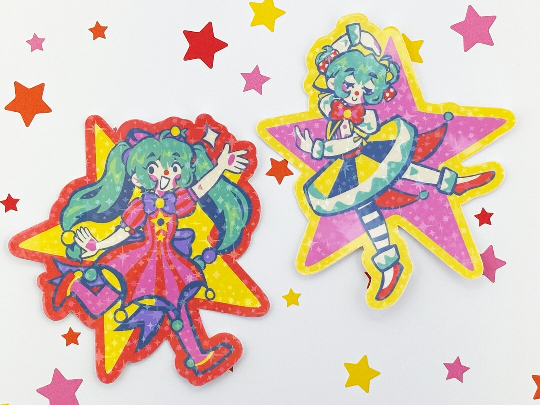 Clown Themed Hatsune Miku Sticker Holographic Vinyl Vocaloid Clowncore ...