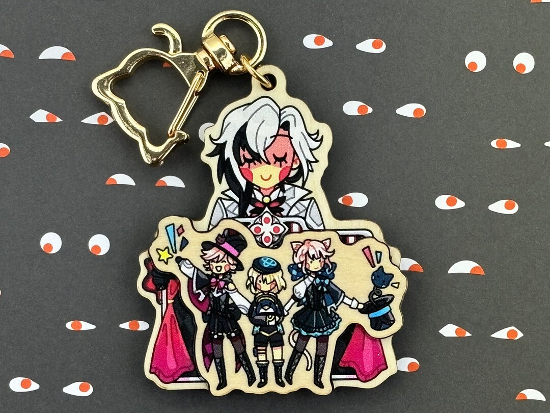 Genshin Impact Wooden Keychain House of the Hearth Arlecchino Lyney ...