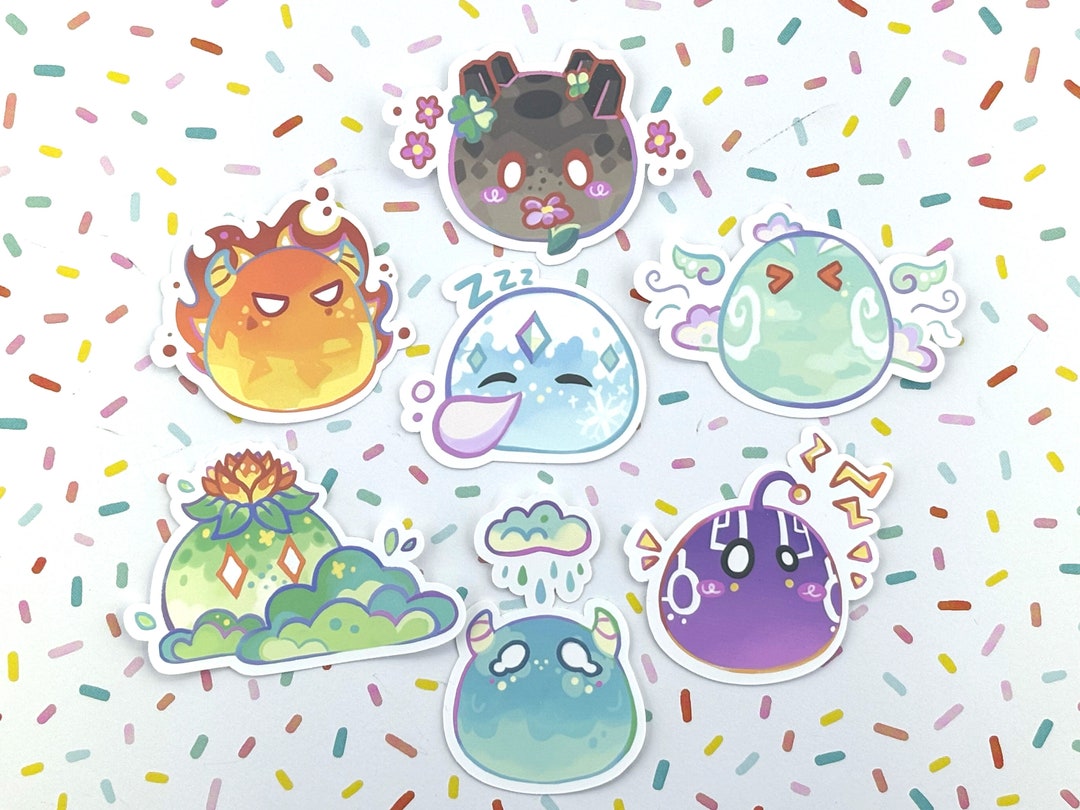 Individual Genshin Impact Slime Stickers, Vinyl Stickers, Anemo, Pyro ...