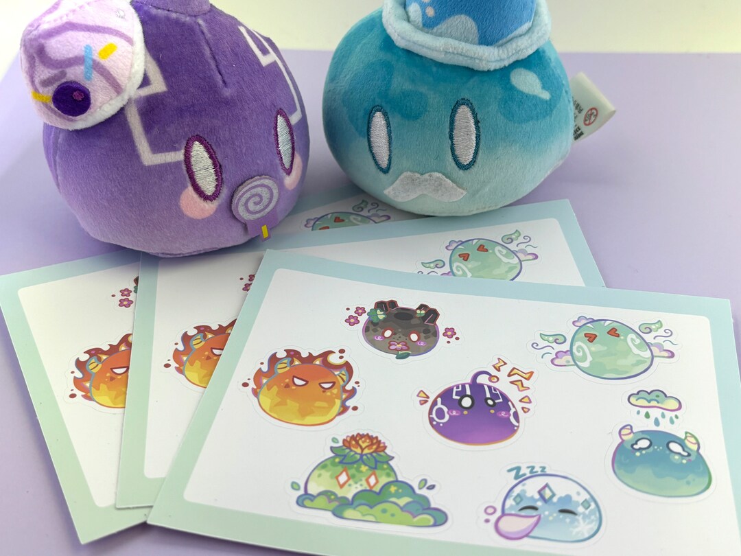 Genshin Impact Slime Sticker Sheet, Anemo, Pyro, Geo, Dendro, Hydro ...