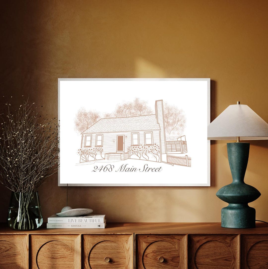 Hand Drawn House Portrait Custom Home House Warming Gift New Home ...