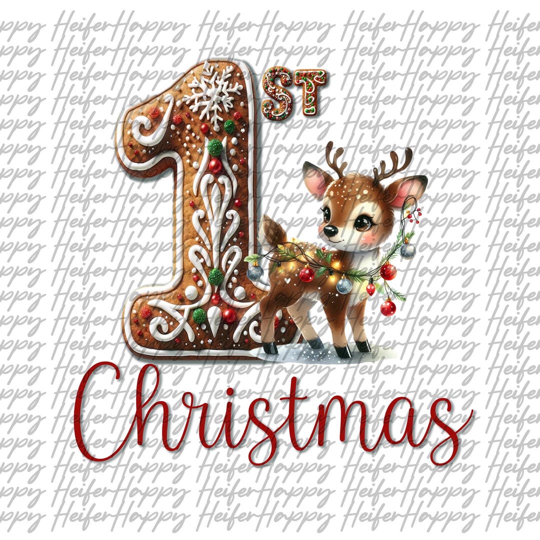 Baby's 1st Christmas Gingerbread Deer Png - Etsy