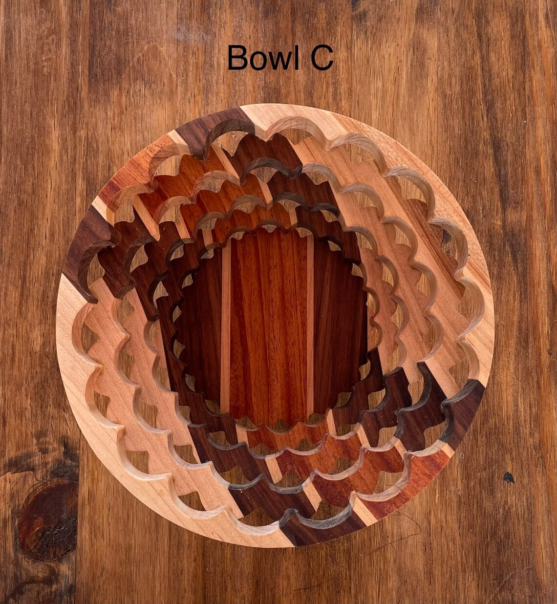Wooden Scroll Saw Bowl With Semi-circle Pattern, Scroll Saw Basket ...