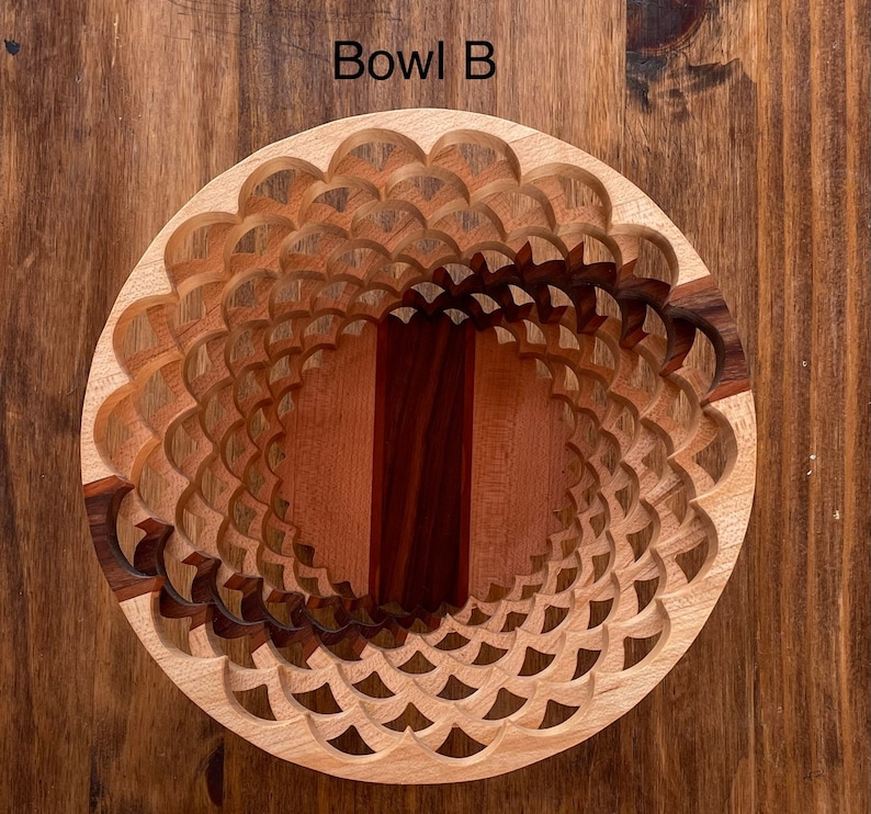 Wooden Scroll Saw Bowl With Semi-circle Pattern, Scroll Saw Basket ...