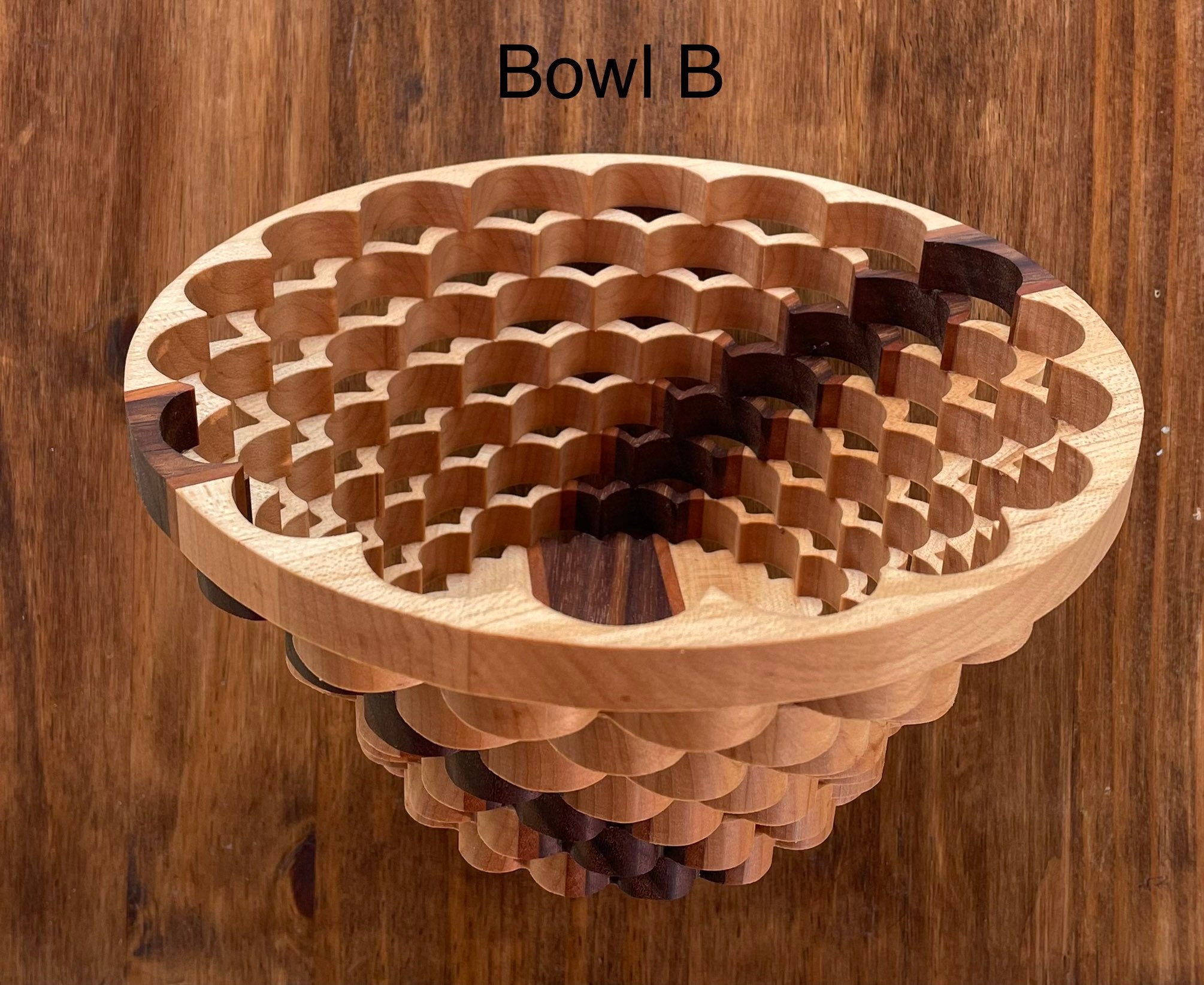 Wooden Scroll Saw Bowl With Semi-circle Pattern, Scroll Saw Basket ...