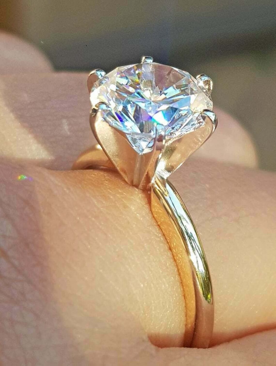 GRA Certified 3CT Round Moissanite Classic Engagement Ring - Etsy