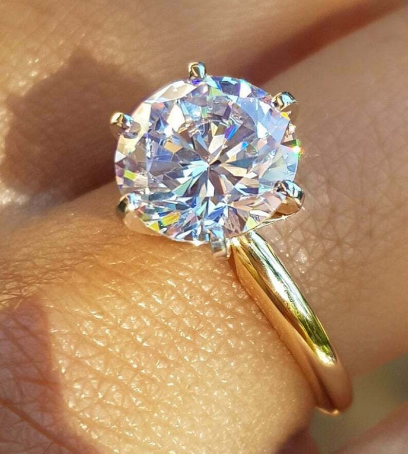 GRA Certified 3CT Round Moissanite Classic Engagement Ring - Etsy