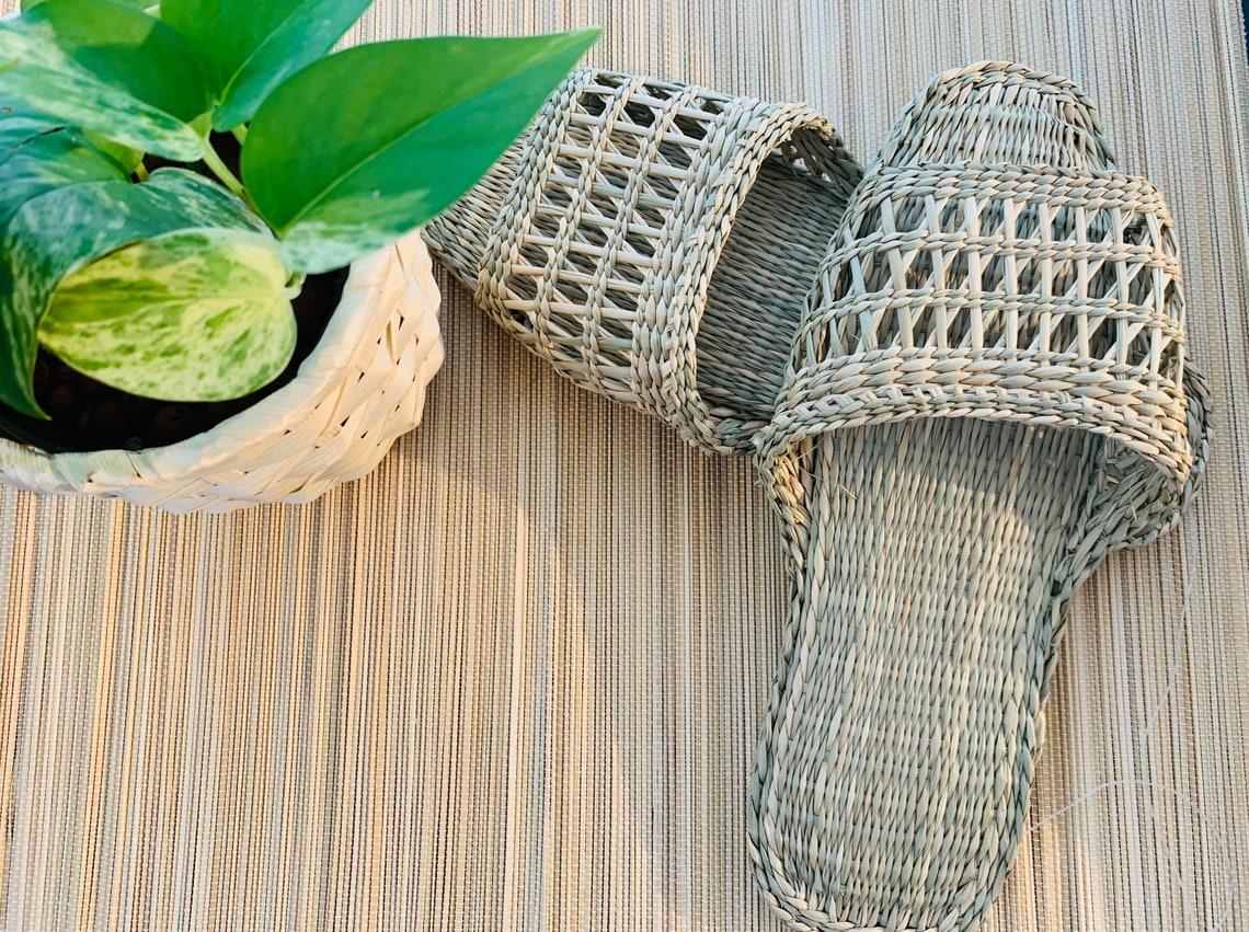 Woven Straw Slippers|natural Straw Slippers, Biodegradable Slippers ...