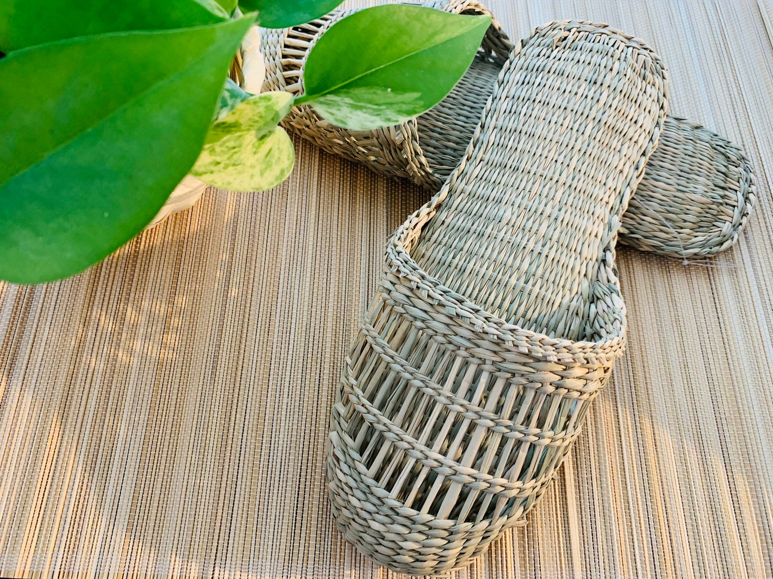 Woven Straw Slippers|natural Straw Slippers, Biodegradable Slippers ...