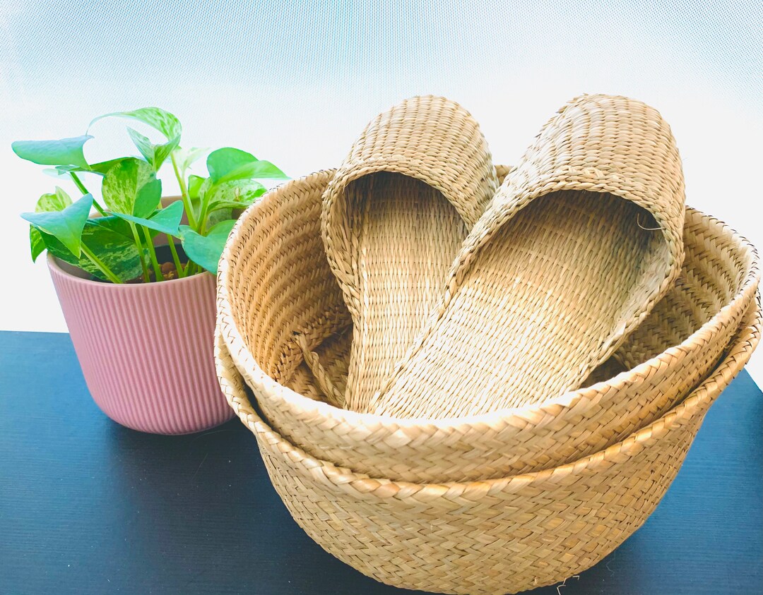 Woven Straw Slippers|natural Straw Slippers, Biodegradable Slippers ...